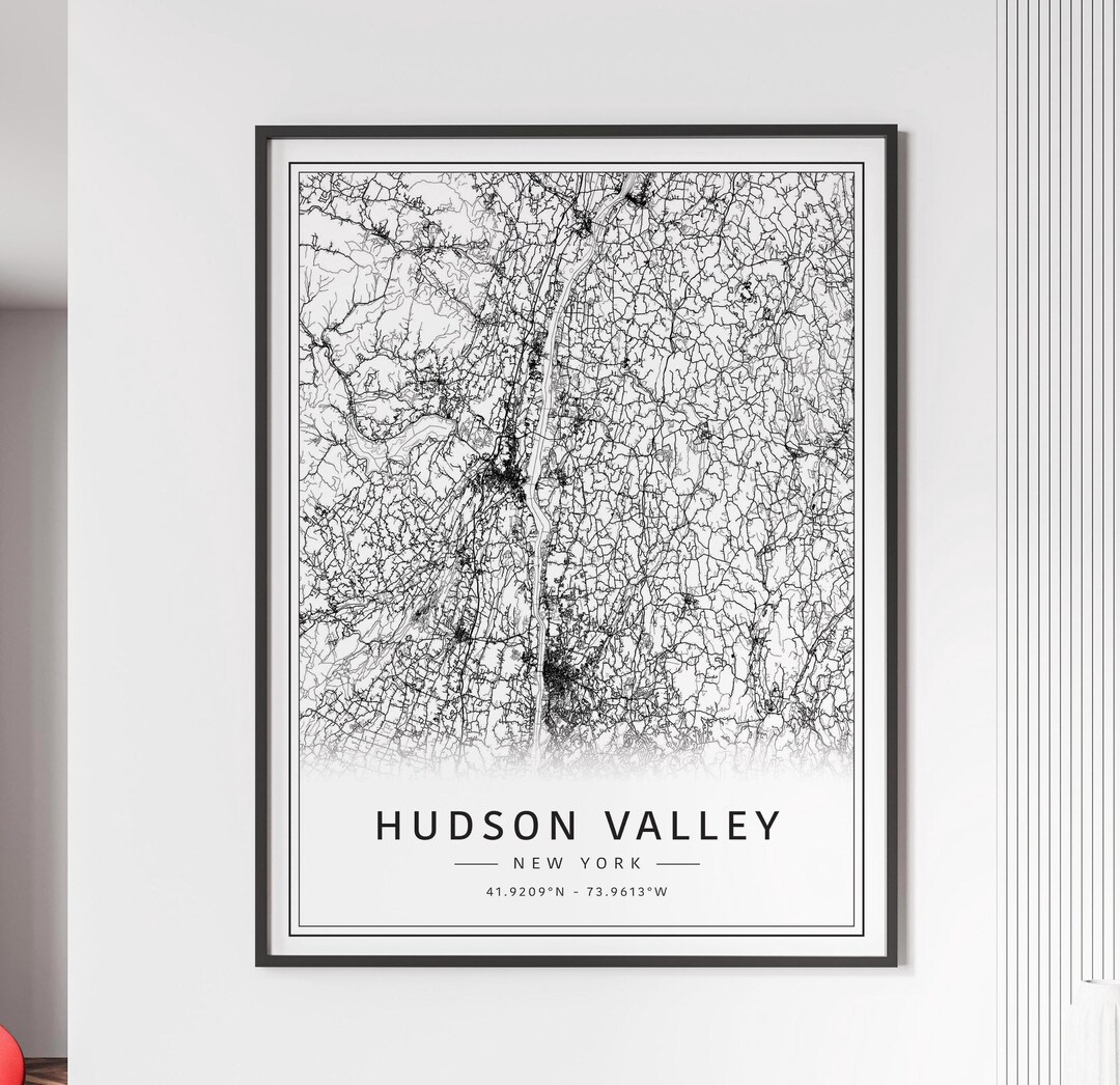Hudson Valley NY Street Map Print | Acrylic Glass Hudson Valley Map ...