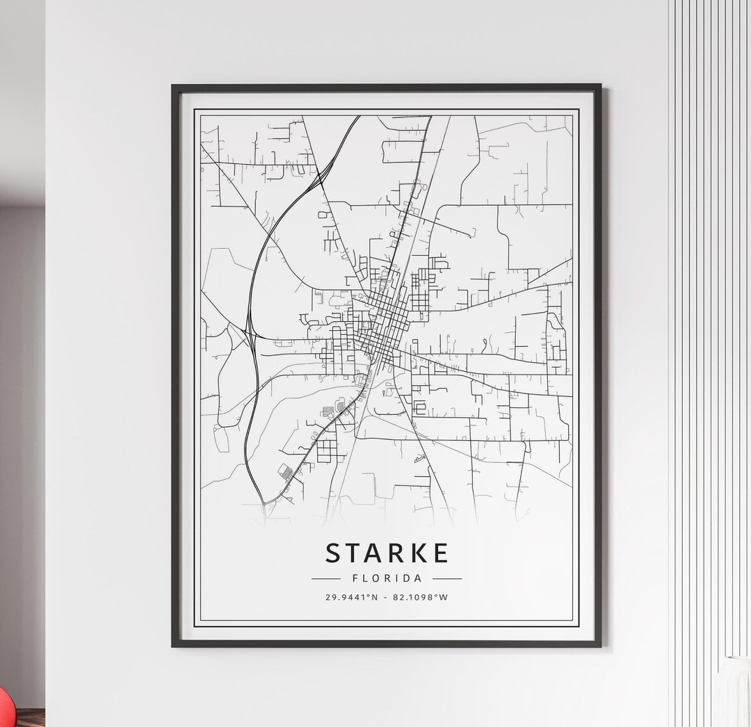 Starke Florida Street Map Print | Acrylic Glass Starke Map Print ...