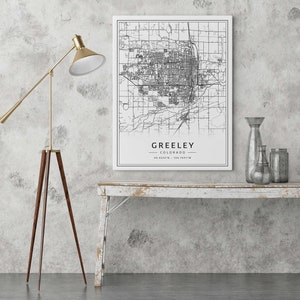 Greeley Colorado Street Map Print | Acrylic Glass Greeley City Map ...
