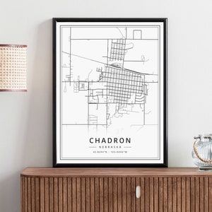 Chadron NE Street Map Print | Acrylic Glass Chadron City Map Print ...