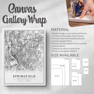 Springfield MA Street Map Print | Acrylic Glass Springfield City Map ...