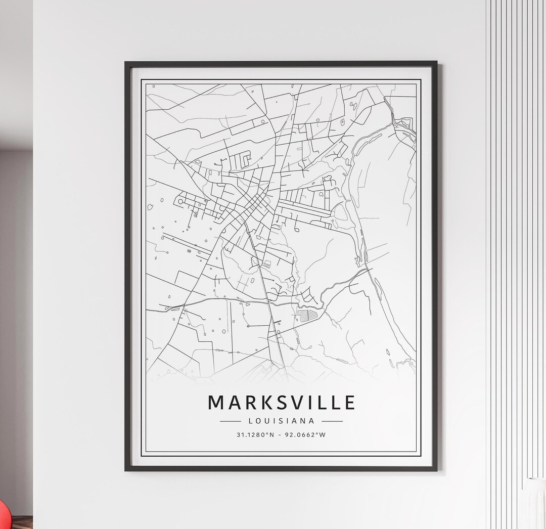 Marksville LA Street Map Print | Acrylic Marksville City Map Print ...