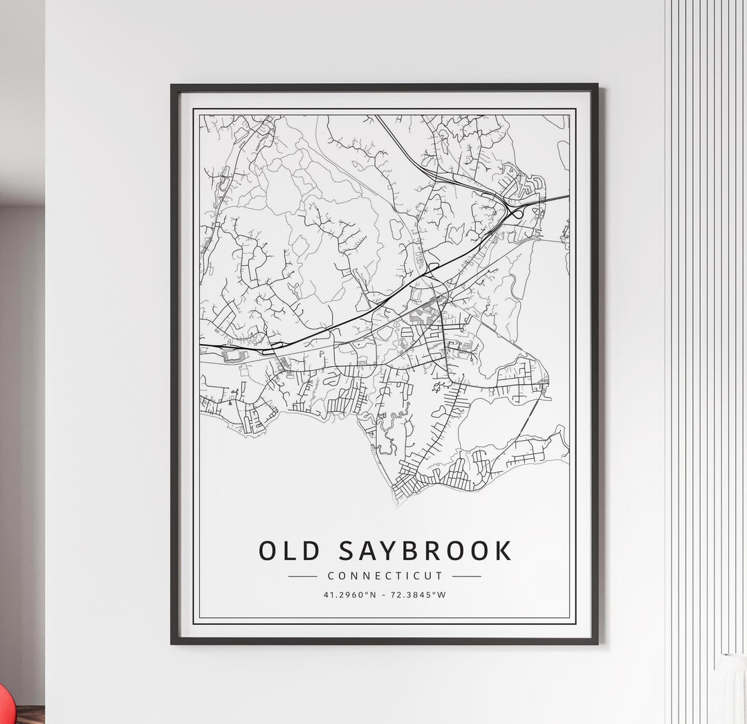 Old Saybrook CT Street Map Print | Acrylic Old Saybrook City Map Print ...
