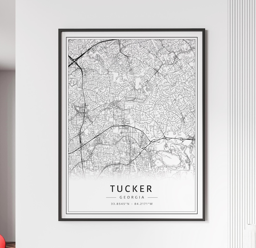 Tucker Georgia Street Map Print | Acrylic Tucker City Map Print ...