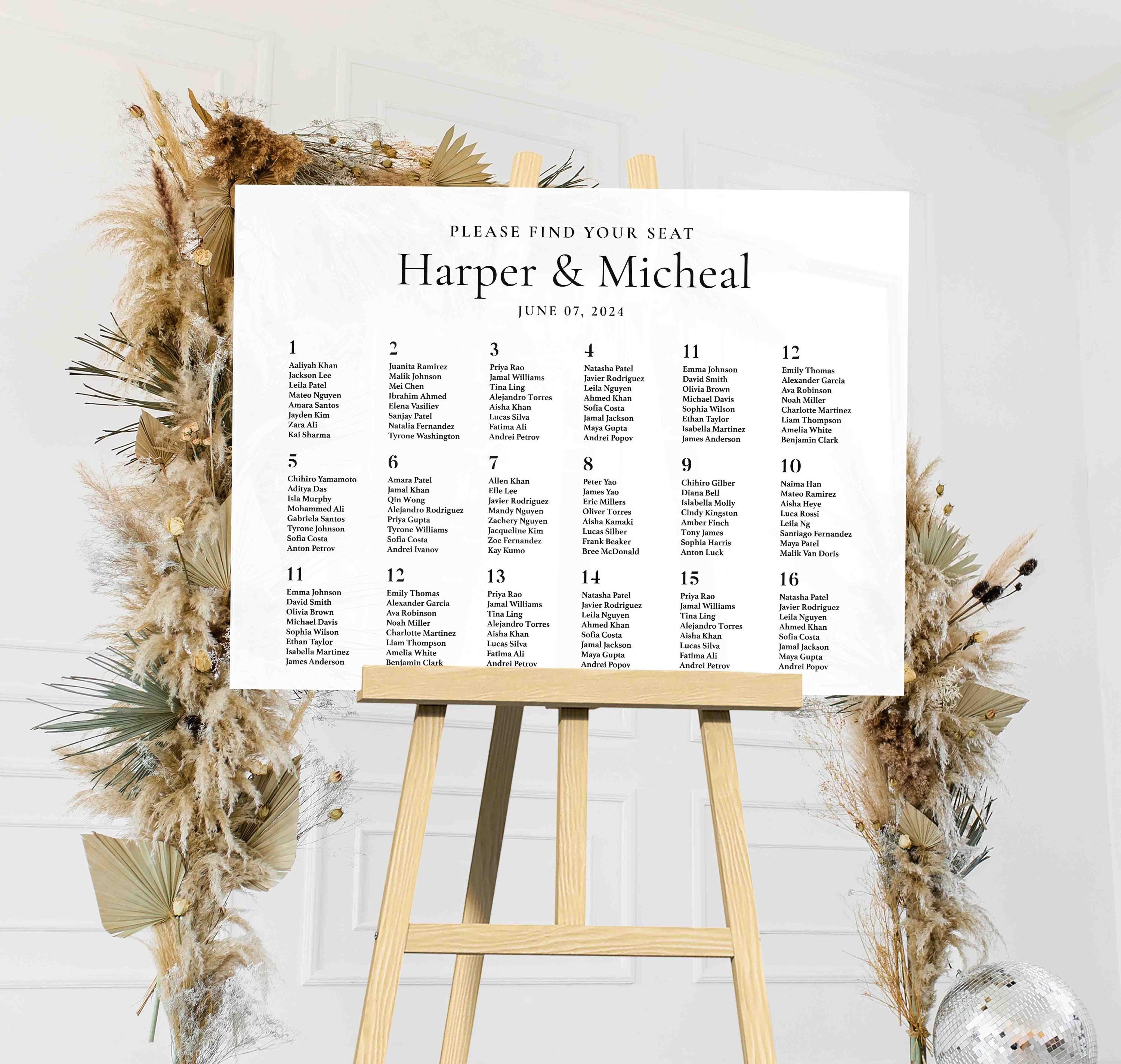 Wedding Seating Chart Acrylic Sign | Acrylic Table Seating Chart ...