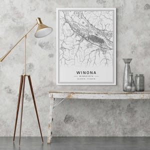 Winona MN Street Map Print | Acrylic Glass Winona City Map Print ...
