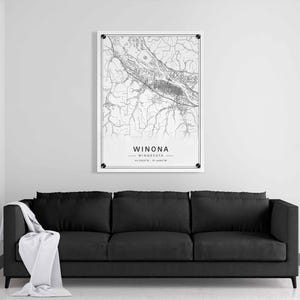 Winona MN Street Map Print | Acrylic Glass Winona City Map Print ...