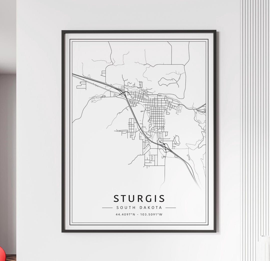 Sturgis SD Street Map Print | Acrylic Glass Sturgis City Map Print ...