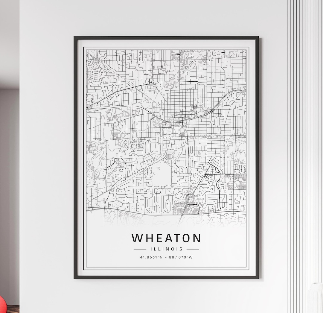 Wheaton IL Street Map Print | Acrylic Wheaton City Map Print | Canvas ...