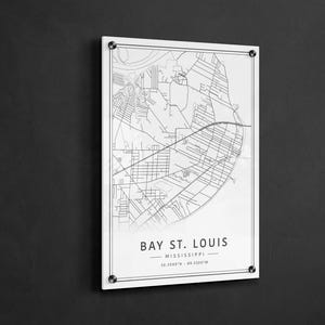 Bay St Louis MS Street Map Print | Acrylic Glass Bay St Louis City Map ...