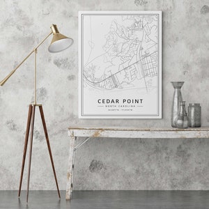 Cedar Point NC Street Map Print | Acrylic Glass Cedar Point City Map ...
