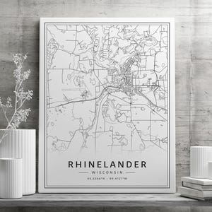 Rhinelander WI Street Map Print | Acrylic Glass Rhinelander City Map ...