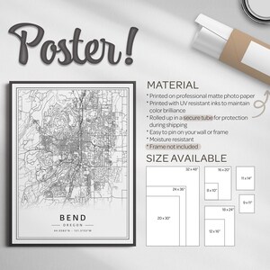 Bend Oregon Street Map Print | Acrylic Glass Bend City Map Print ...