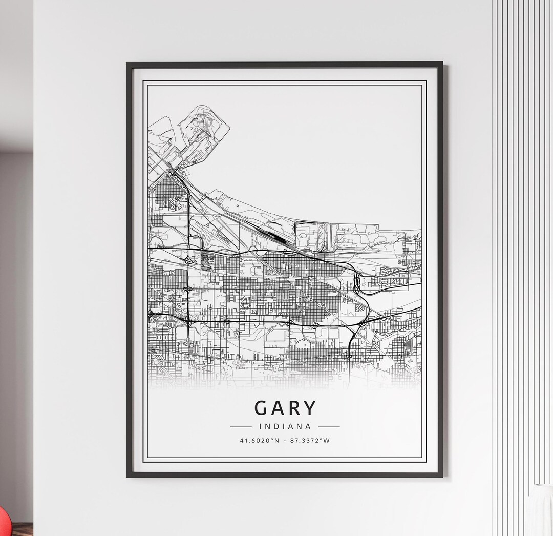 Gary Indiana Street Map Print | Acrylic Gary City Map Print | Canvas ...