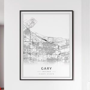 Gary Indiana Street Map Print | Acrylic Gary City Map Print | Canvas ...