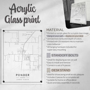 Ponder Texas Street Map Print | Acrylic Ponder City Map Print | Canvas ...