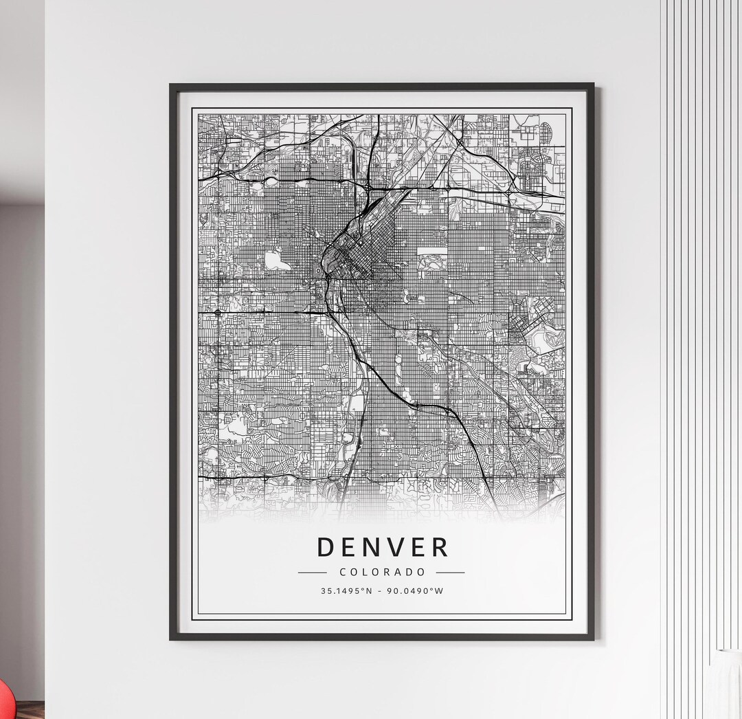 Denver Colorado Street Map Print | Acrylic Glass Denver City Map Print ...