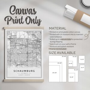 Schaumburg IL Street Map Print | Acrylic Schaumburg Map Print | Canvas ...
