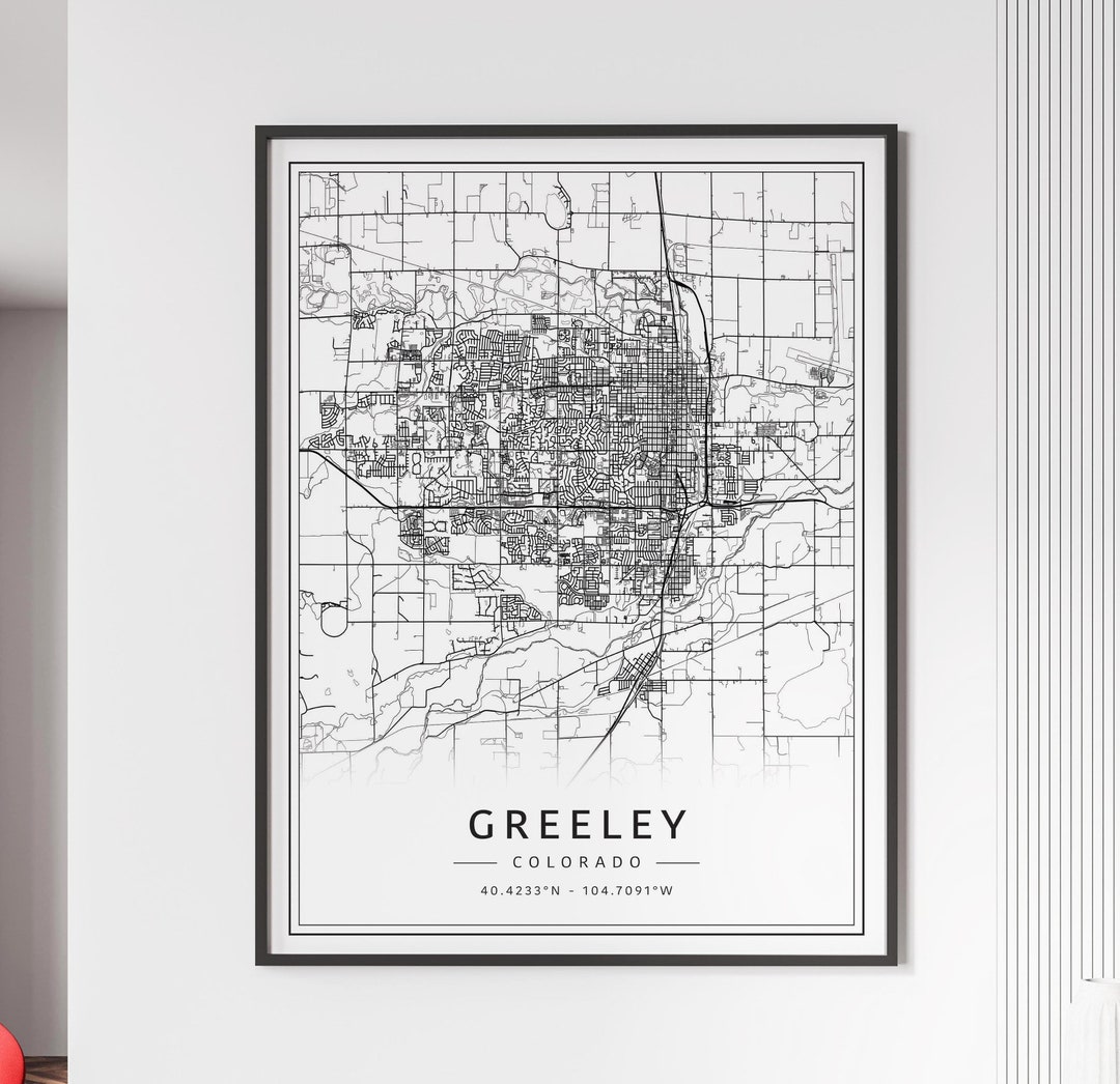 Greeley Colorado Street Map Print | Acrylic Glass Greeley City Map ...