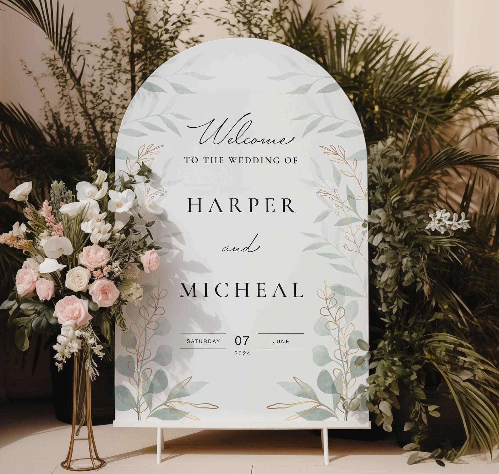Acrylic Wedding Welcome Sign | Floral Entrance Wedding Sign | Custom ...