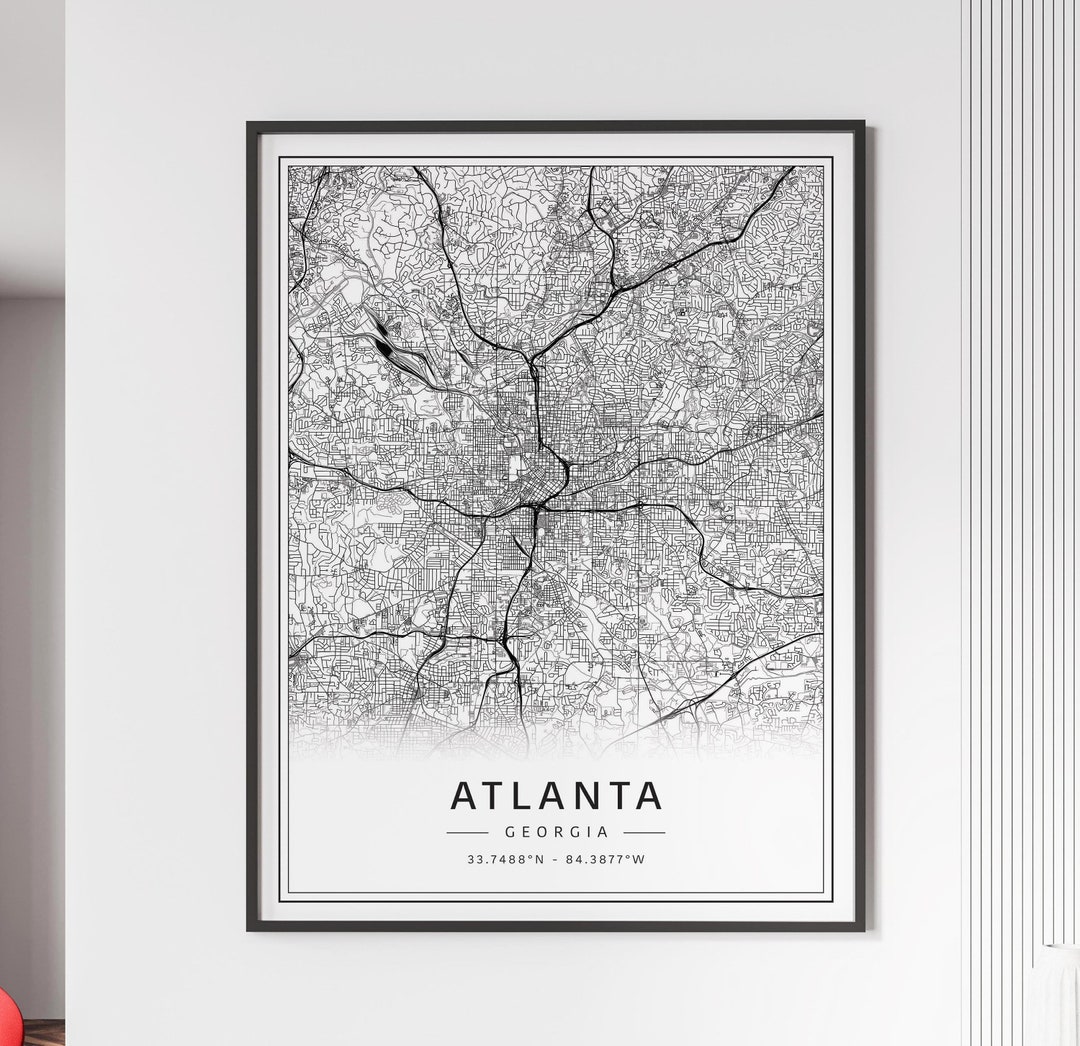 Atlanta Georgia Street Map Print | Acrylic Glass Atlanta City Map Print ...