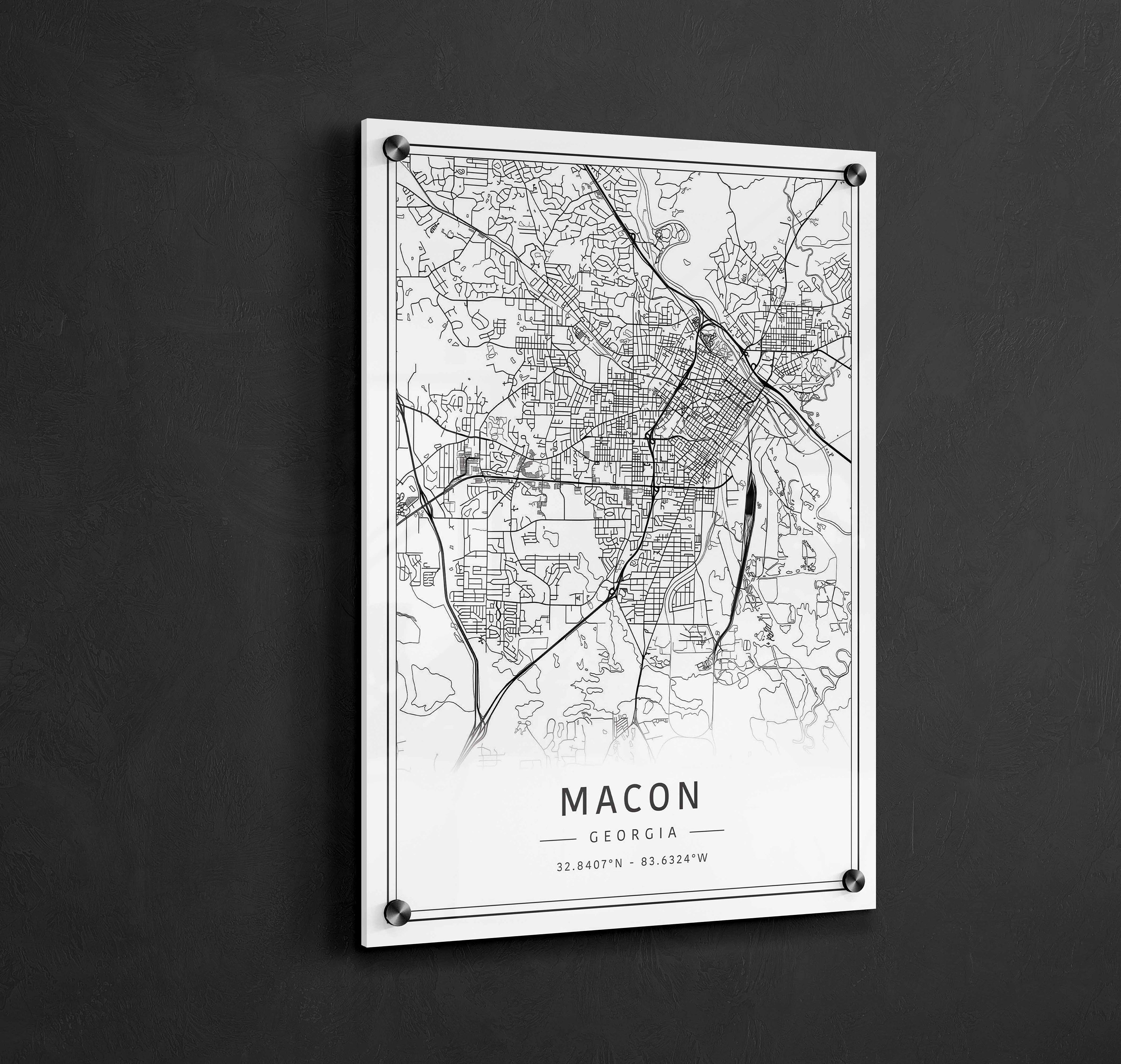 Macon GA Street Map Print Acrylic Macon City Map Print Canvas Macon ...