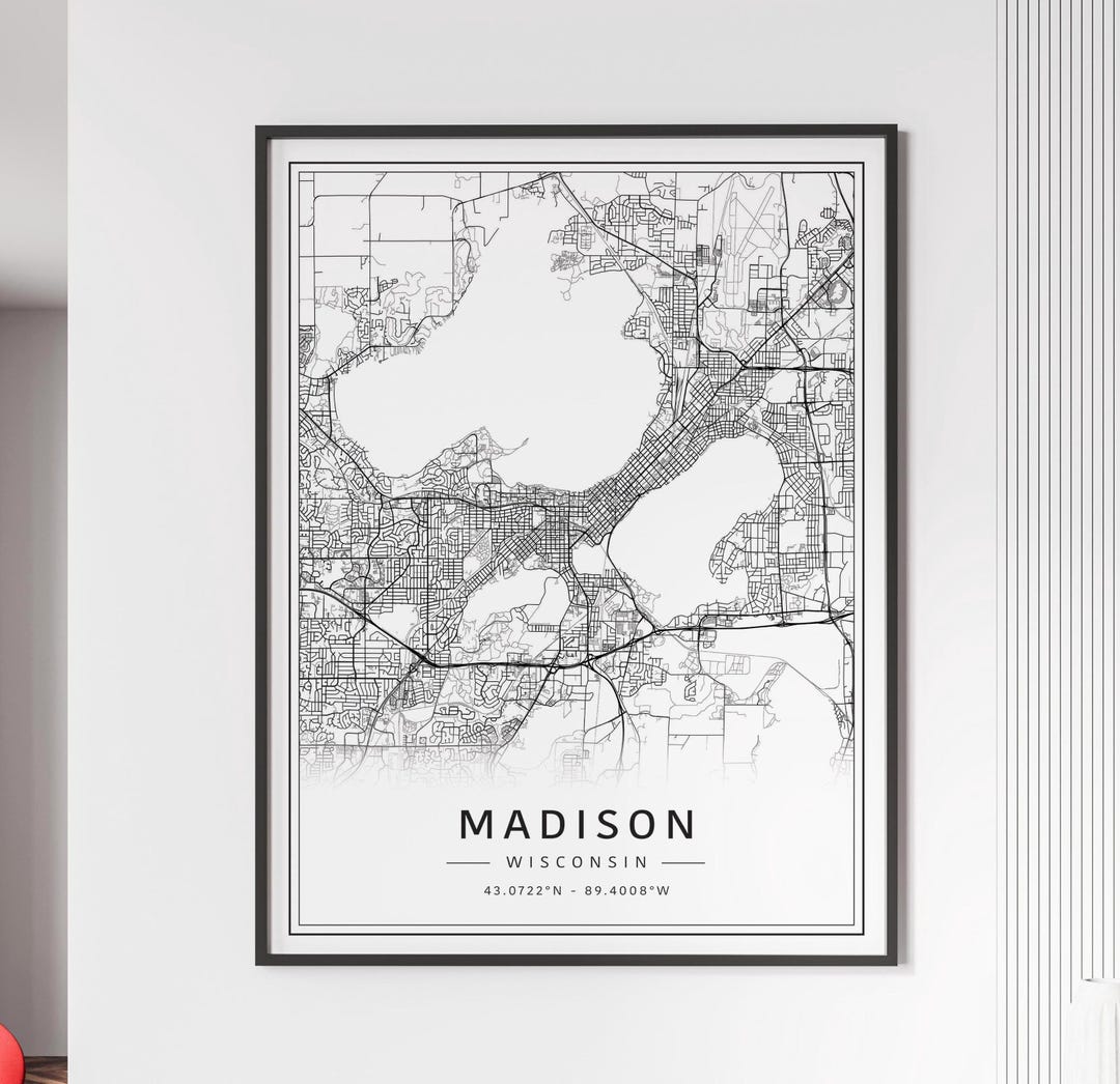 Madison WI Street Map Print | Acrylic Glass Madison City Map Print ...
