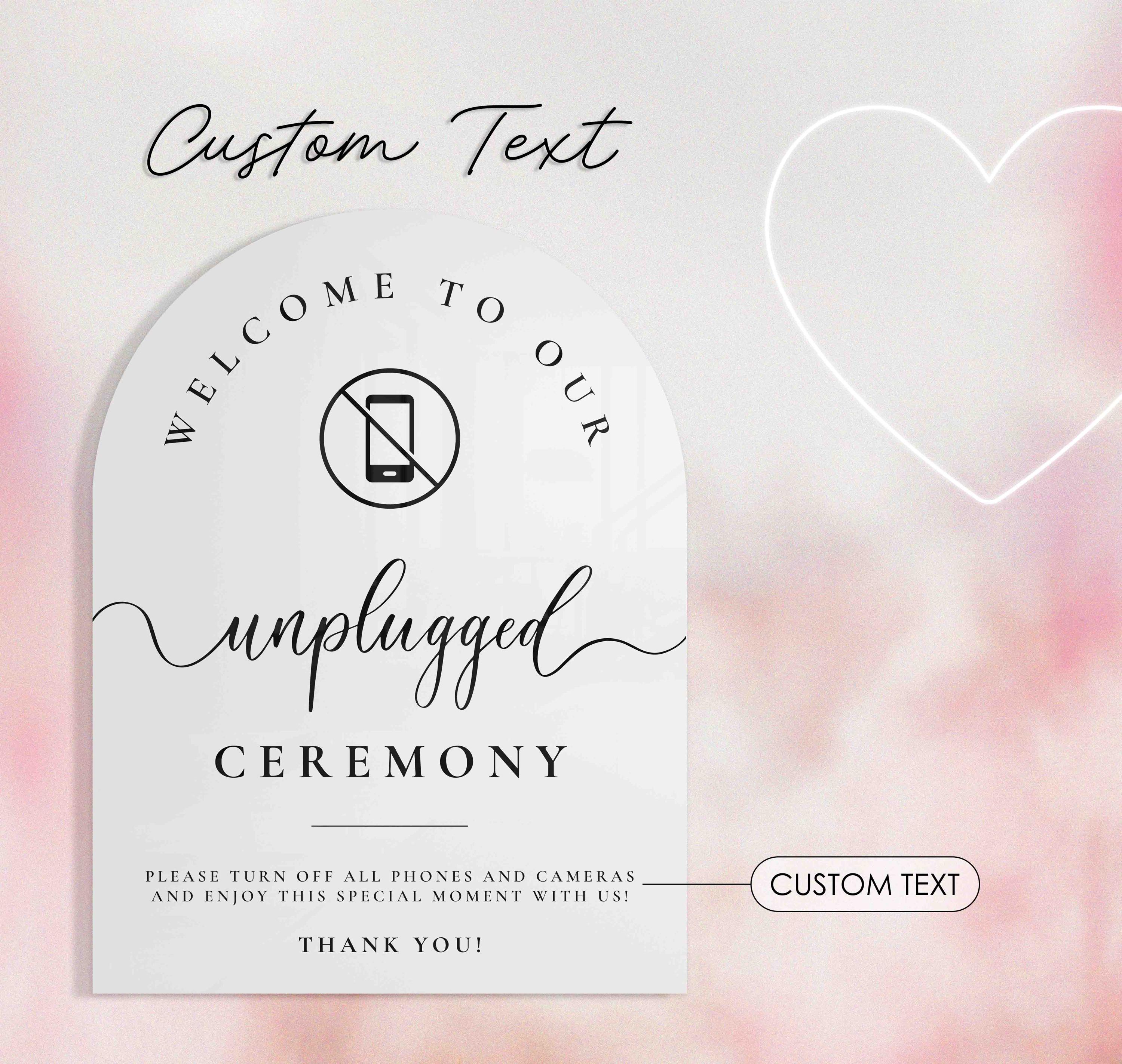 Acrylic Unplugged Ceremony Sign | Unplugged Wedding Sign | Custom ...