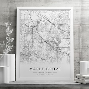 Maple Grove MN Street Map Print | Acrylic Glass Maple Grove City Map ...