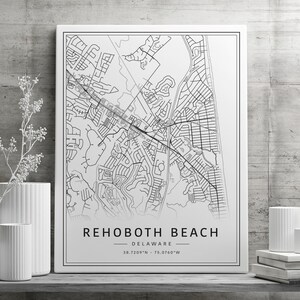Rehoboth Beach DE Street Map Print | Acrylic Rehoboth Beach Map Print ...