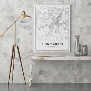 Rhinelander WI Street Map Print | Acrylic Glass Rhinelander City Map ...
