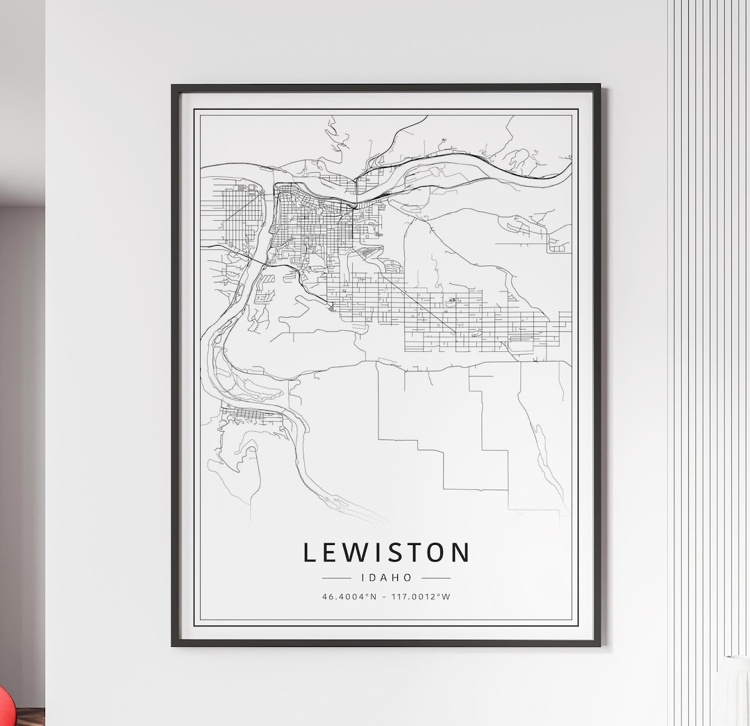 Lewiston ID Street Map Print | Acrylic Lewiston City Map Print | Canvas ...
