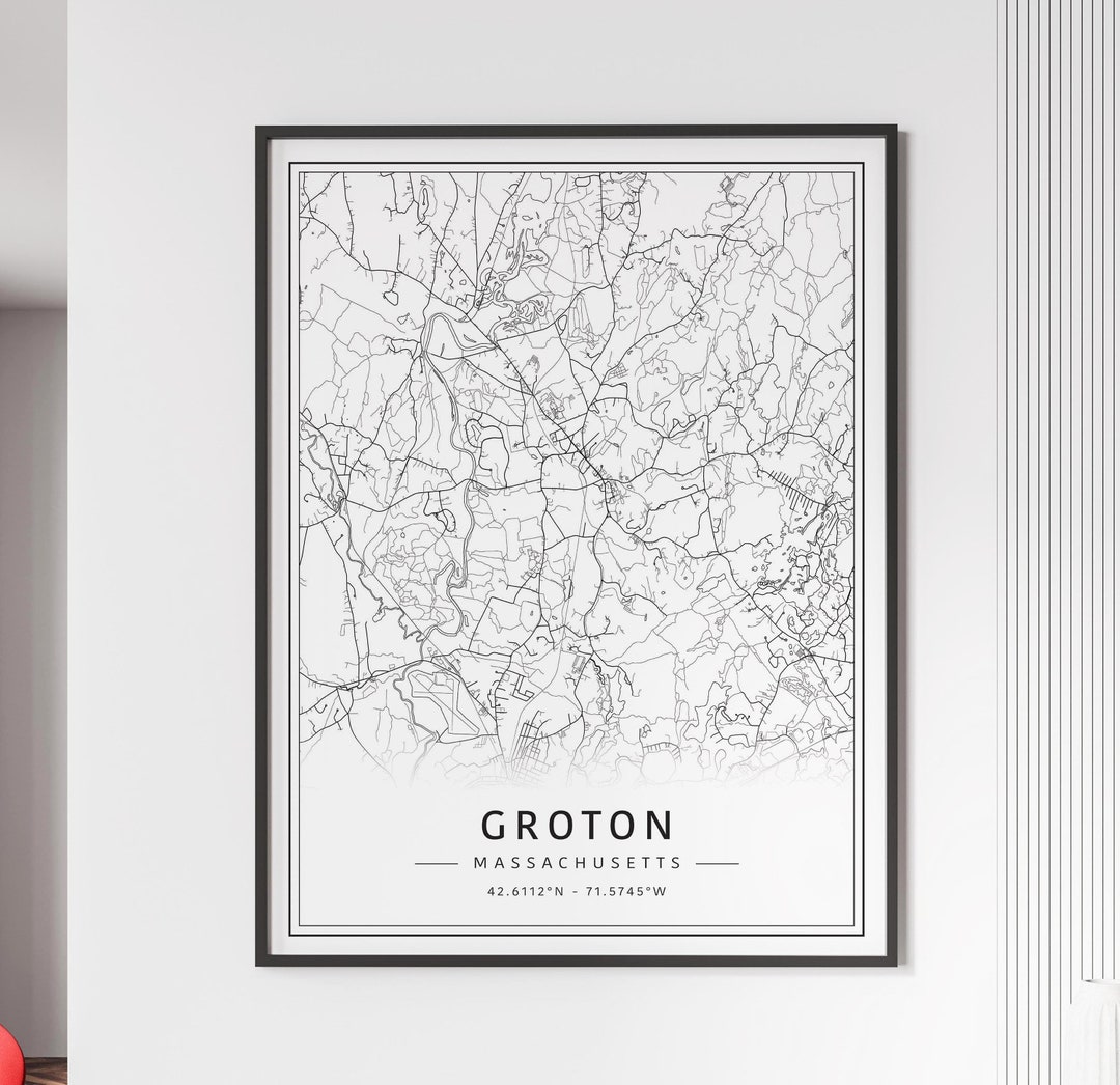 Groton MA Street Map Print | Acrylic Glass Groton Map Print | Canvas ...