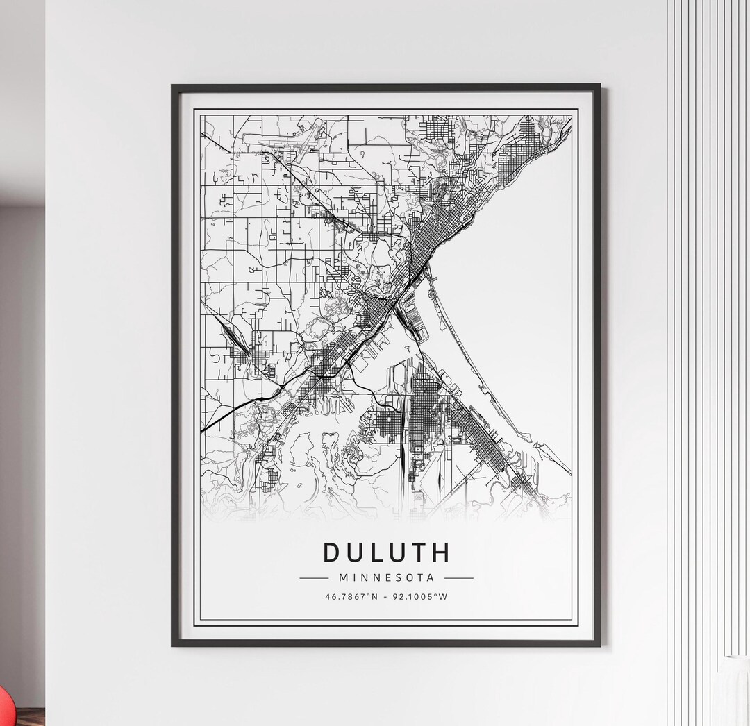 Duluth MN Street Map Print | Acrylic Glass Duluth City Map Print ...