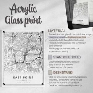 East Point GA Street Map Print | Acrylic East Point City Map Print ...