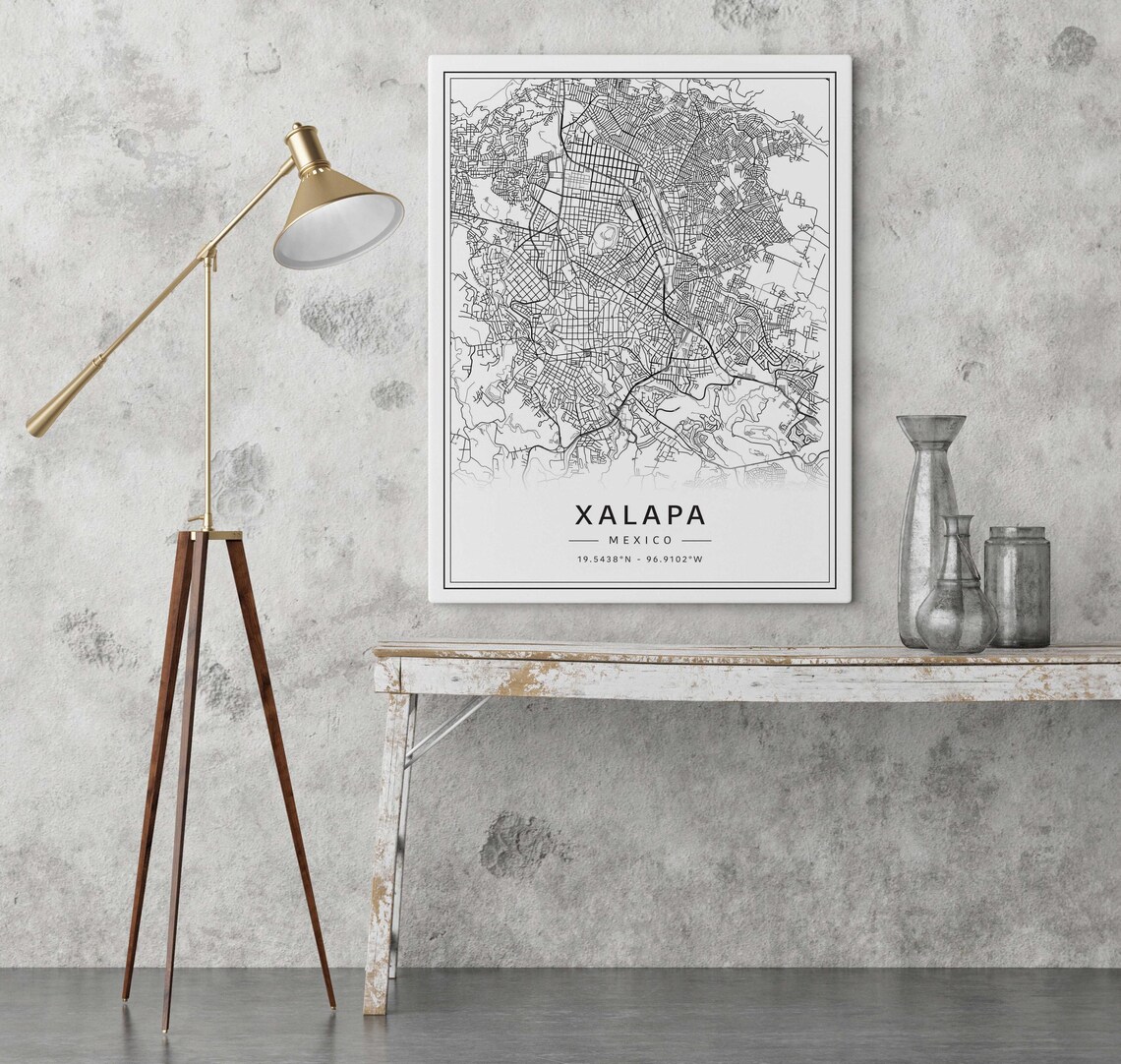 Xalapa Mexico Street Map Print | Acrylic Glass Xalapa City Map Print ...