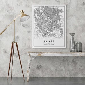 Xalapa Mexico Street Map Print | Acrylic Glass Xalapa City Map Print ...