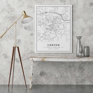 Canton NC Street Map Print | Acrylic Glass Canton City Map Print ...
