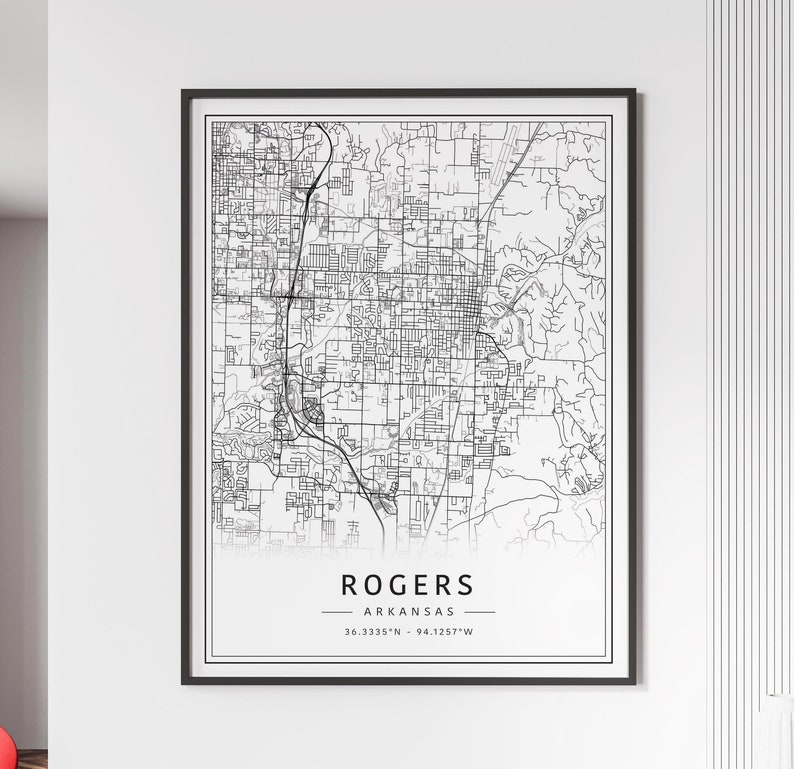 Rogers Arkansas Street Map Print Acrylic Rogers City Map Print Canvas ...