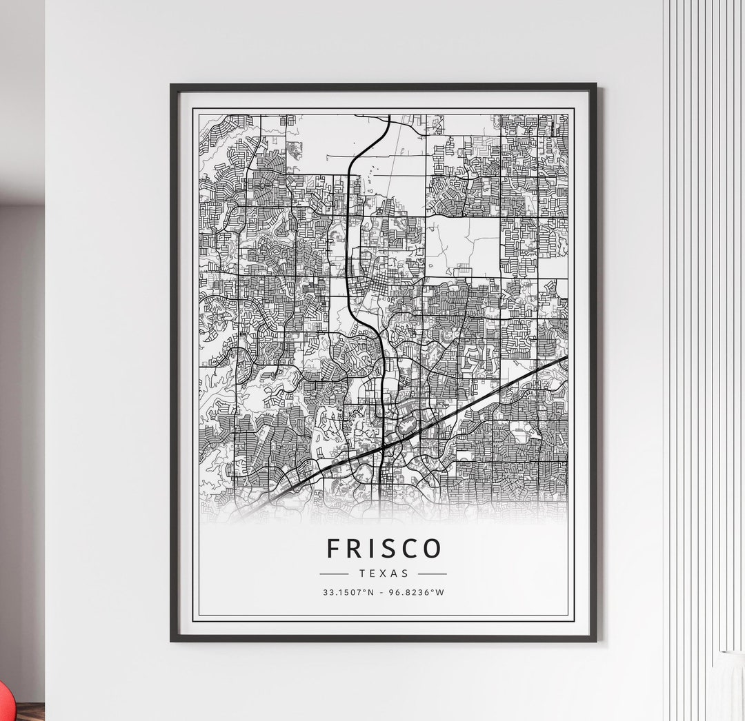 Frisco TX Street Map Print | Acrylic Frisco City Map Print | Canvas ...