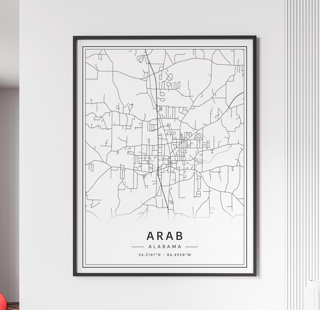 Arab Alabama Street Map Print | Acrylic Arab City Map Print | Canvas ...