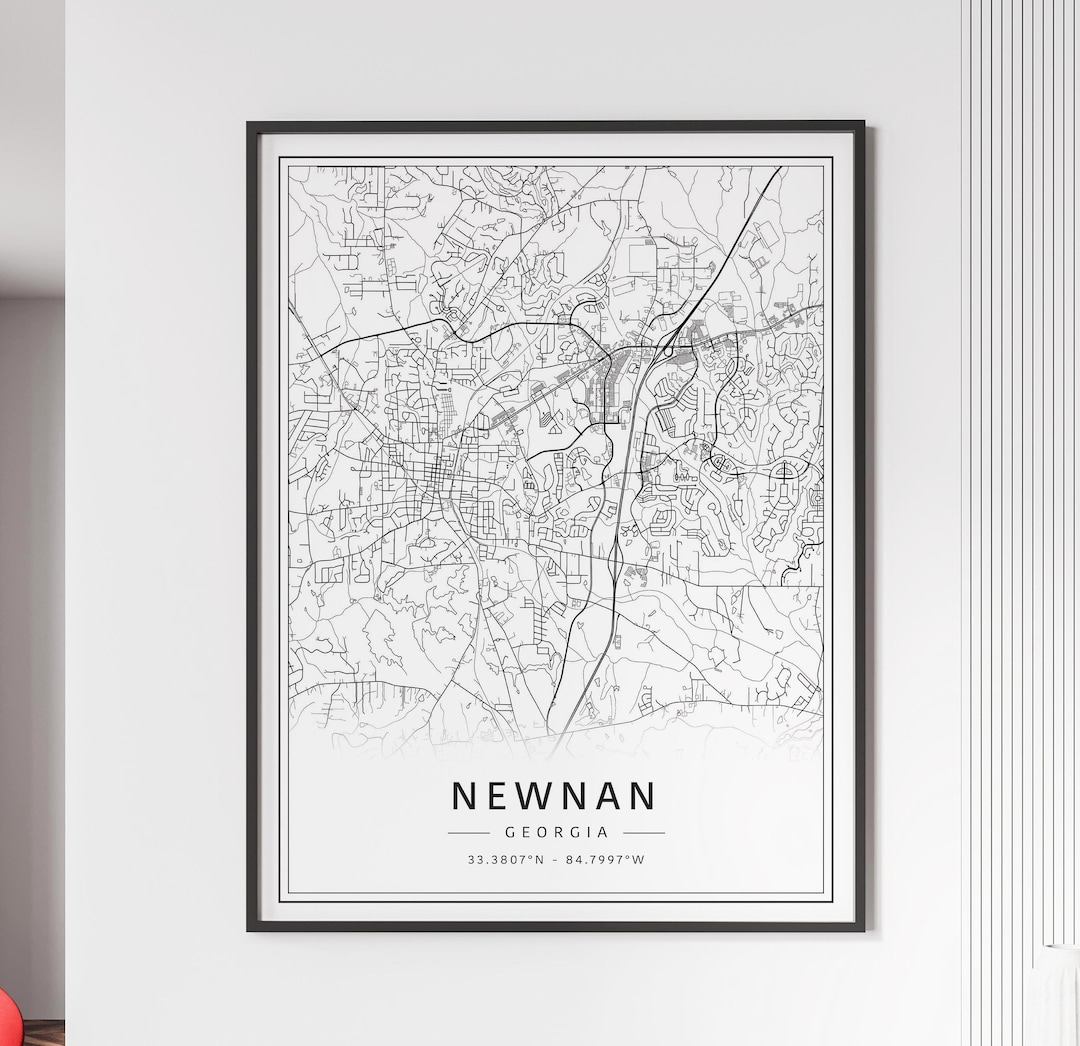 Newnan GA Street Map Print | Acrylic Newnan City Map Print | Canvas ...