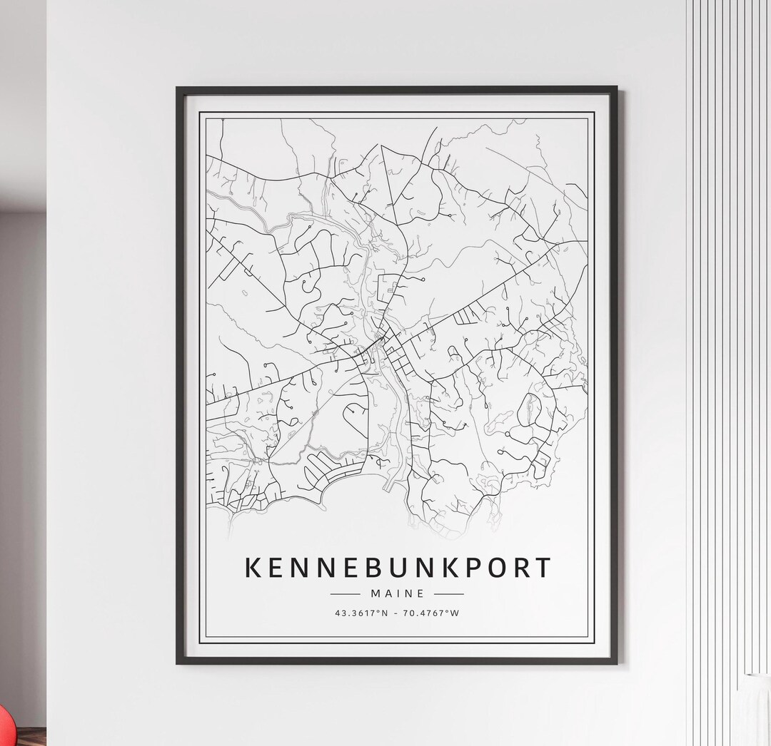 Kennebunkport ME Street Map Print | Acrylic Glass Kennebunkport Map ...