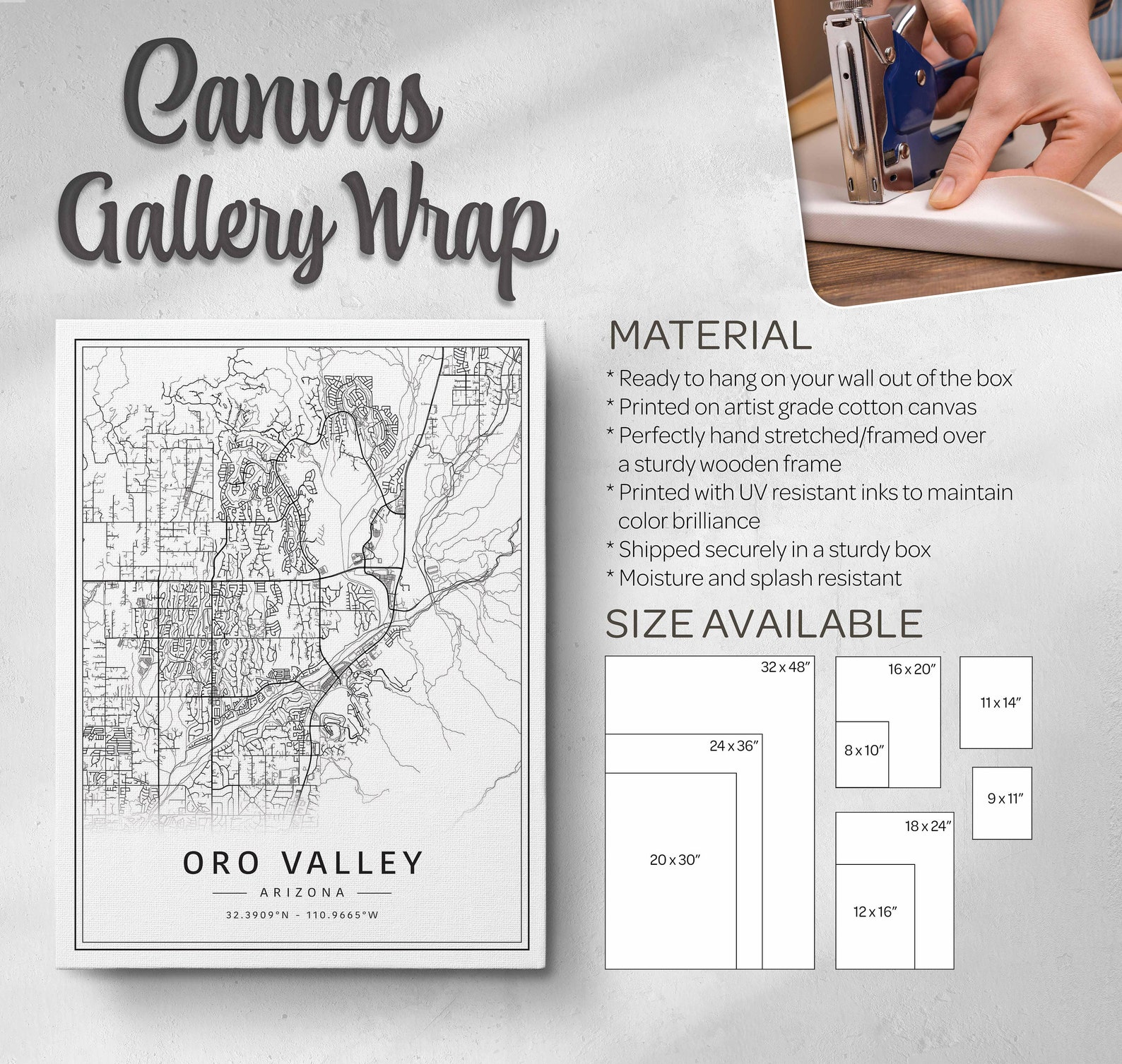 Oro Valley Arizona Street Map Print | Acrylic Oro Valley Map Print ...