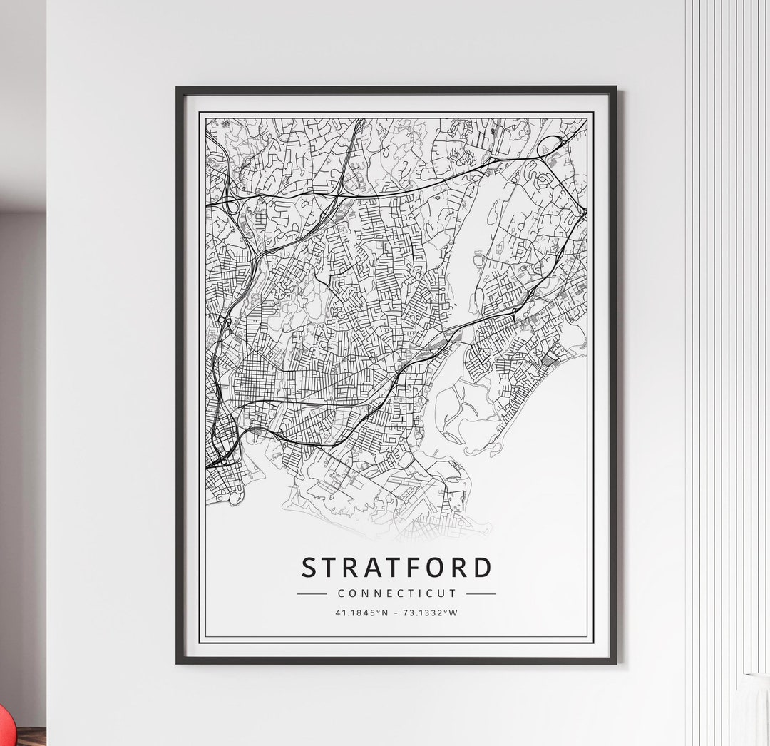 Stratford Connecticut Street Map Print | Acrylic Stratford Map Print ...