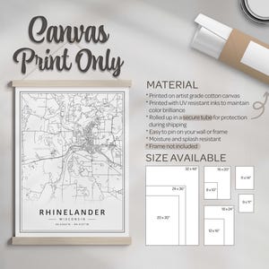 Rhinelander WI Street Map Print | Acrylic Glass Rhinelander City Map ...