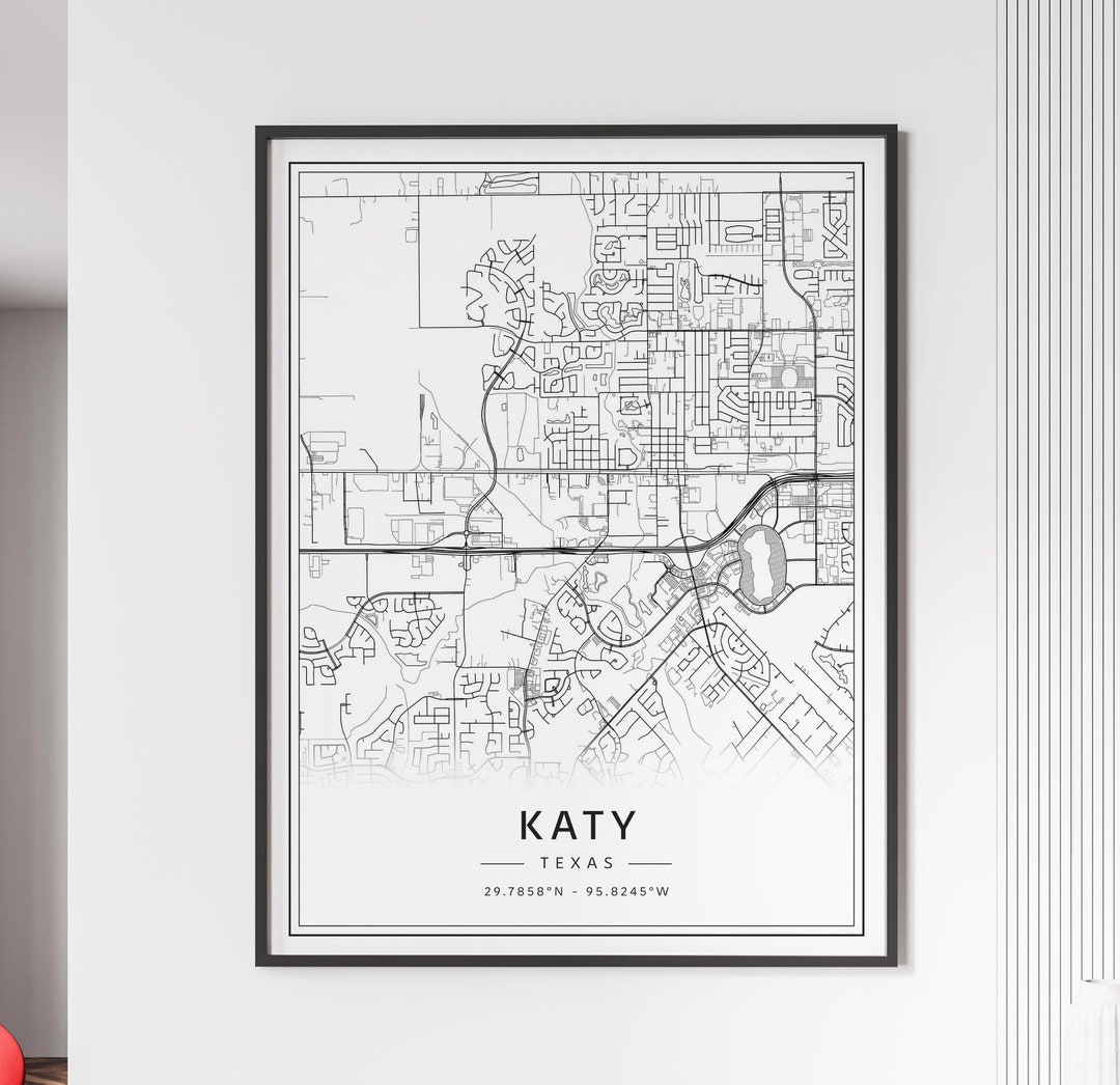 Katy Texas Street Map Print | Acrylic Katy City Map Print | Canvas Katy ...