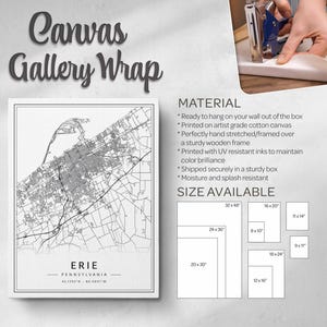 Erie Pennsylvania Street Map Print | Acrylic Erie City Map Print ...