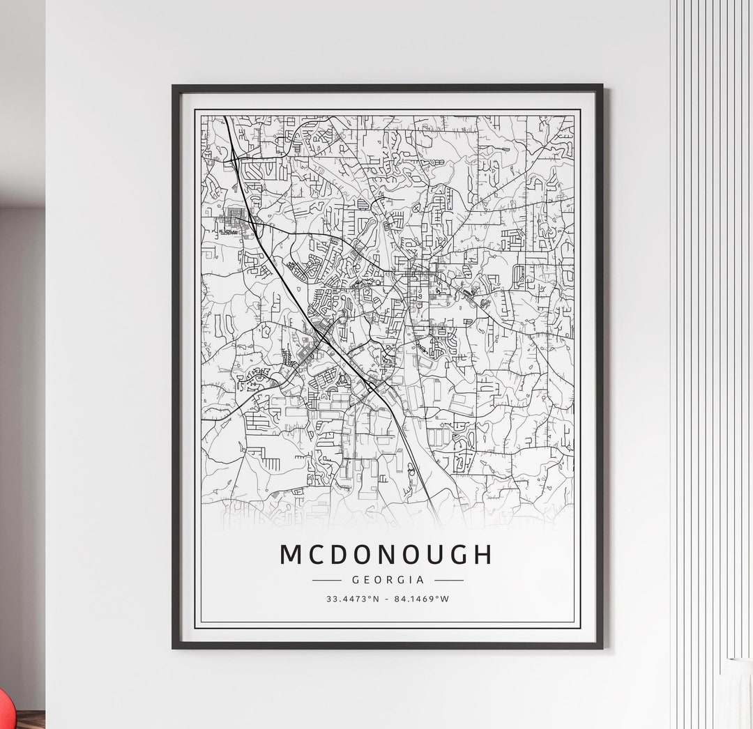 Mcdonough GA Street Map Print | Acrylic Mcdonough City Map Print ...
