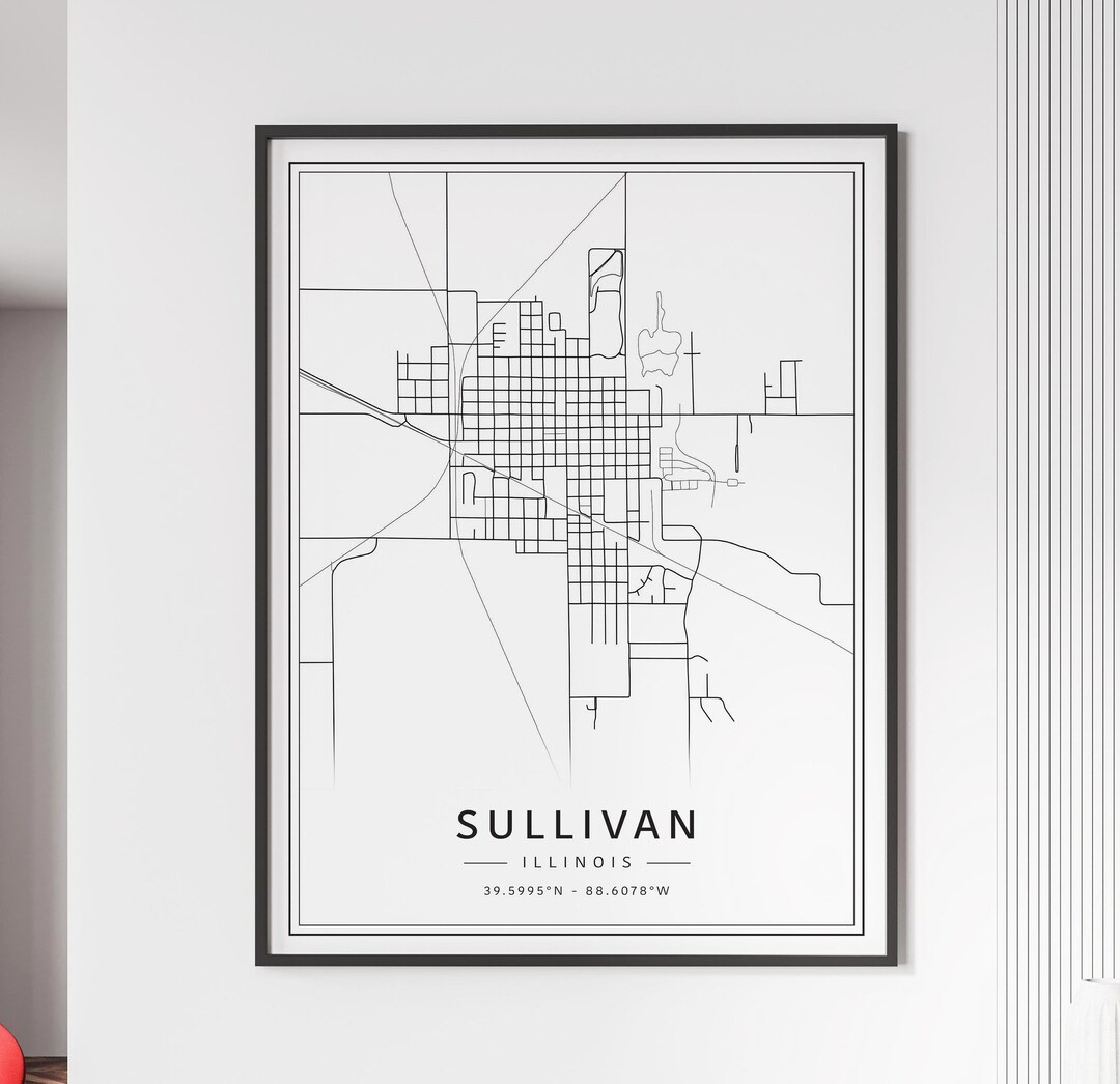 Sullivan IL Street Map Print | Acrylic Sullivan City Map Print | Canvas ...